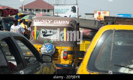 Monrovia Liberia city urban crowded busy street. History Civil wars ...