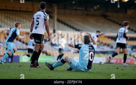 Cambridge United’s Joe Ironside takes a shot on goal during the Sky Bet ...