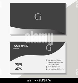 Minimal wavy gray slate color horizontal business card, name card ...