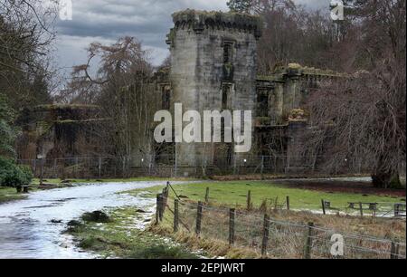 The ruins of Craigend Castle in Mugdock Park, north of Milngavie ...