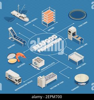 Organic food production process flowchart with products growing and ...