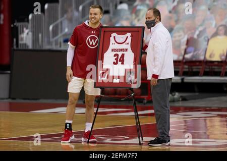 Madison, WI, USA. 27th Feb, 2021. Wisconsin Badgers forward Micah ...