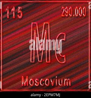 Moscovium chemical element, Sign with atomic number and atomic weight ...