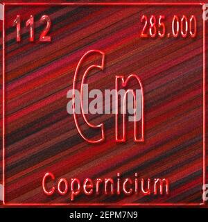 Copernicium chemical element, Sign with atomic number and atomic weight ...