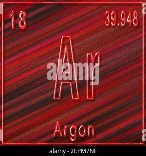 Argon Ar chemical element. Argon Sign with atomic number. Chemical 18 ...