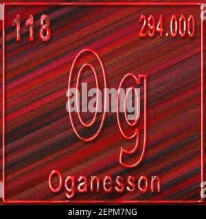 Oganesson chemical element, Sign with atomic number and atomic weight ...