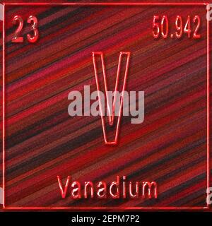 Vanadium V chemical element. Vanadium Sign with atomic number. Chemical ...
