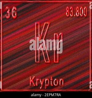 Krypton chemical element, Sign with atomic number and atomic weight ...
