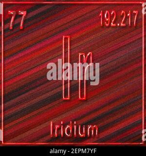 Iridium Ir chemical element. Iridium Sign with atomic number. Chemical 77 element of periodic ...