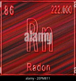 Radon Rn chemical element. Radon Sign with atomic number. Chemical 86 ...