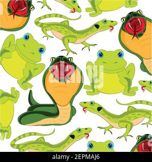 Vector illustration of the cartoon grovelling snake with open mouth ...