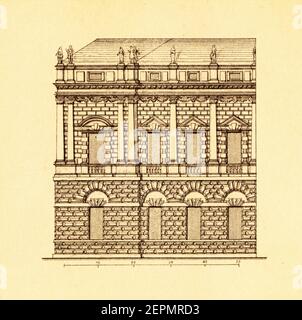 19th-century illustration depicting Palazzo Pandolfini in Florence ...