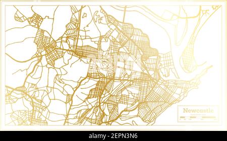 Newcastle Australia City Map in Retro Style. Outline Map. Vector ...
