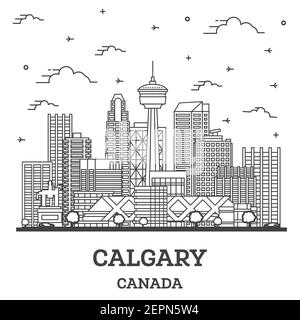 Outline Calgary Canada City Skyline with Modern Buildings Isolated on ...