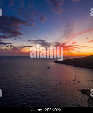 Golden sunset over Vis town in South of Croatia, Mediterranean Stock ...