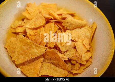 A stock image of a bowl of tortilla chips and a Salsa dip. Picture date ...