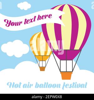 hot air balloon festival fiesta banner. poster with text space for your ...