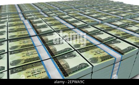 3D illustration of Ethiopia 100 Birr bills stacks background Stock ...