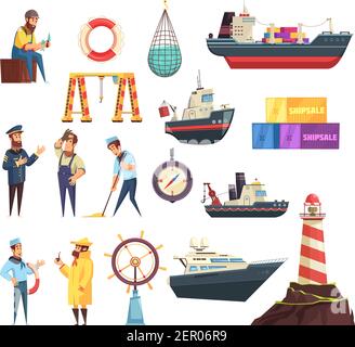 Marine seafarer or sailor vector icons. Heraldic badges set of nautical ...