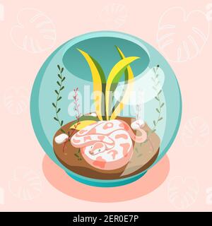 Lizard reptile in terrarium. Vector cartoon illustration Stock Vector ...