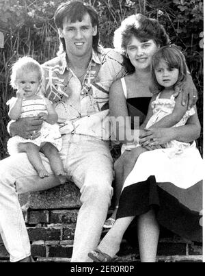 MARK HATELEY WITH WIFE BEVERLEY AND CHILDREN EMMA (3) AND LUCY (9MTHS ...