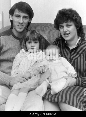 MARK HATELEY WITH WIFE BEVERLEY AND CHILDREN EMMA (3) AND LUCY (9MTHS ...