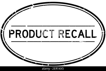 Grunge black recall word oval rubber seal stamp on white background ...