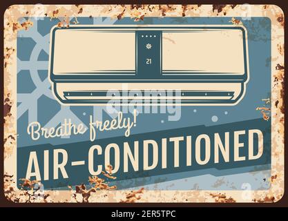 Air conditioned room metal plate, rusty sign or conditioner vector ...