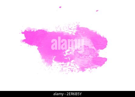 ink pink blot splatter background isolated on white hand painted Stock ...