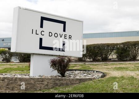 A logo sign outside of the headquarters of the Dover Corporation in ...