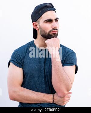 Guy making a serious look Stock Photo - Alamy