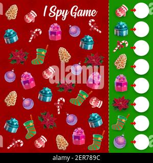 Christmas counting game with balls, candy canes, sweets. Winter math ...