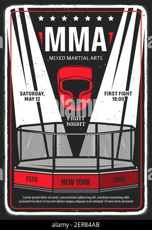 Fighting club event retro poster. Boxing tournament, martial arts ...