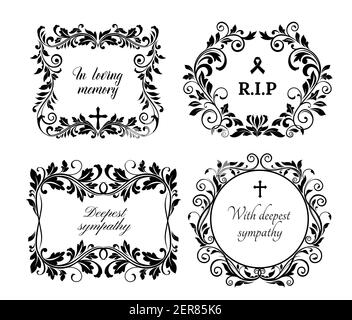 Condolence message in loving memory lettering isolated. Vector funeral ...