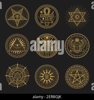 Magic masonry talisman with pyramid, eye and stars constellation ...