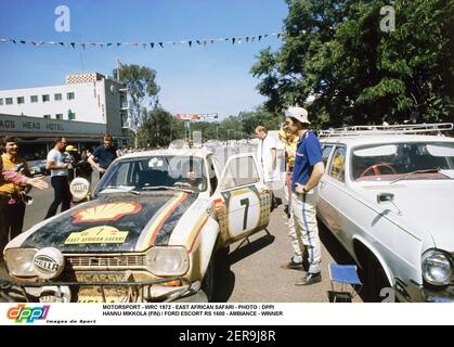 1972 - East African Safari Rally 1972. Vic Preston Jr and his Navigator ...