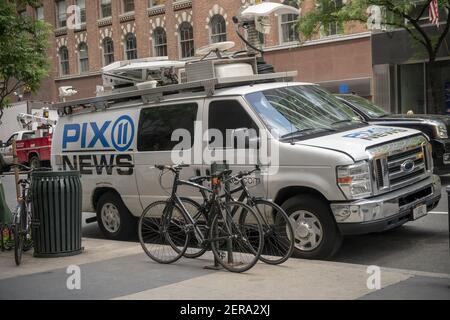 A Fox News outside broadcast van on the streets of Chicago Stock Photo ...