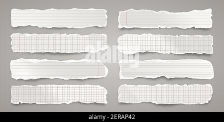 Torn paper long strips with ripped edges. Realistiic vector ...