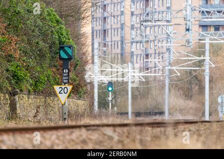 UK railway banner repeater signal, indicating the status of a hidden ...