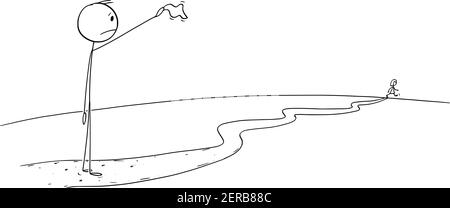 Man or father waving with handkerchief saying goodbye to friend or son ...