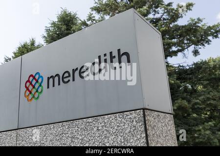 A logo sign outside of the headquarters of the Meredith Corporation in ...