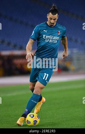 Rome, Lazio. 28th Feb, 2021. Zlatan Ibrahimovic of Milan in action ...