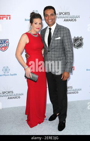 Kevin Negandhi and Monica Buchanan at the ESPN 2018 Sports Humanitarian ...