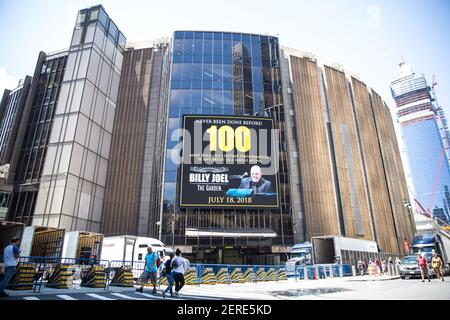 The MSG marquee shows Billy Joel's 100th lifetime show at Madison ...