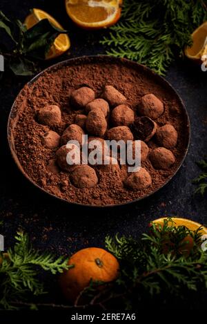 Vegan Chocolate Orange Truffles Stock Photo - Alamy