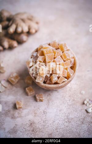 Sweet and spicy candied ginger Stock Photo - Alamy