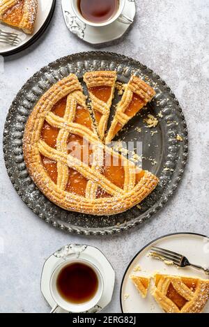 Sliced Jam Tart Stock Photo - Alamy