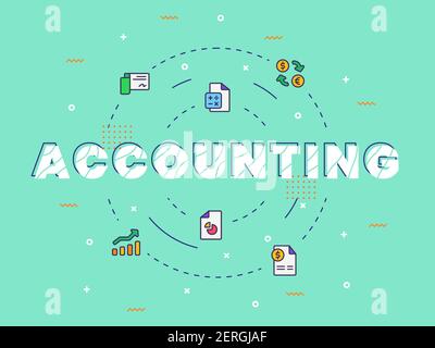 accounting typography word art money bank credit card pie chart ...