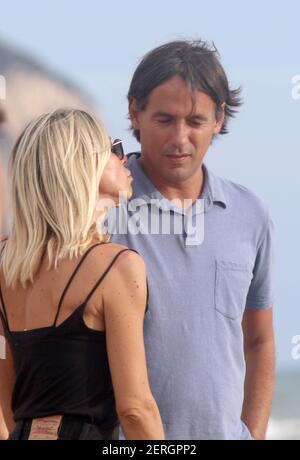 Lazio coach Simone Inzaghi and his wife Gaia Lucariello at the sea in ...