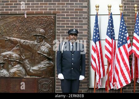 The FDNY 343 Memorial Wall in memory for the brave firefighters who ...